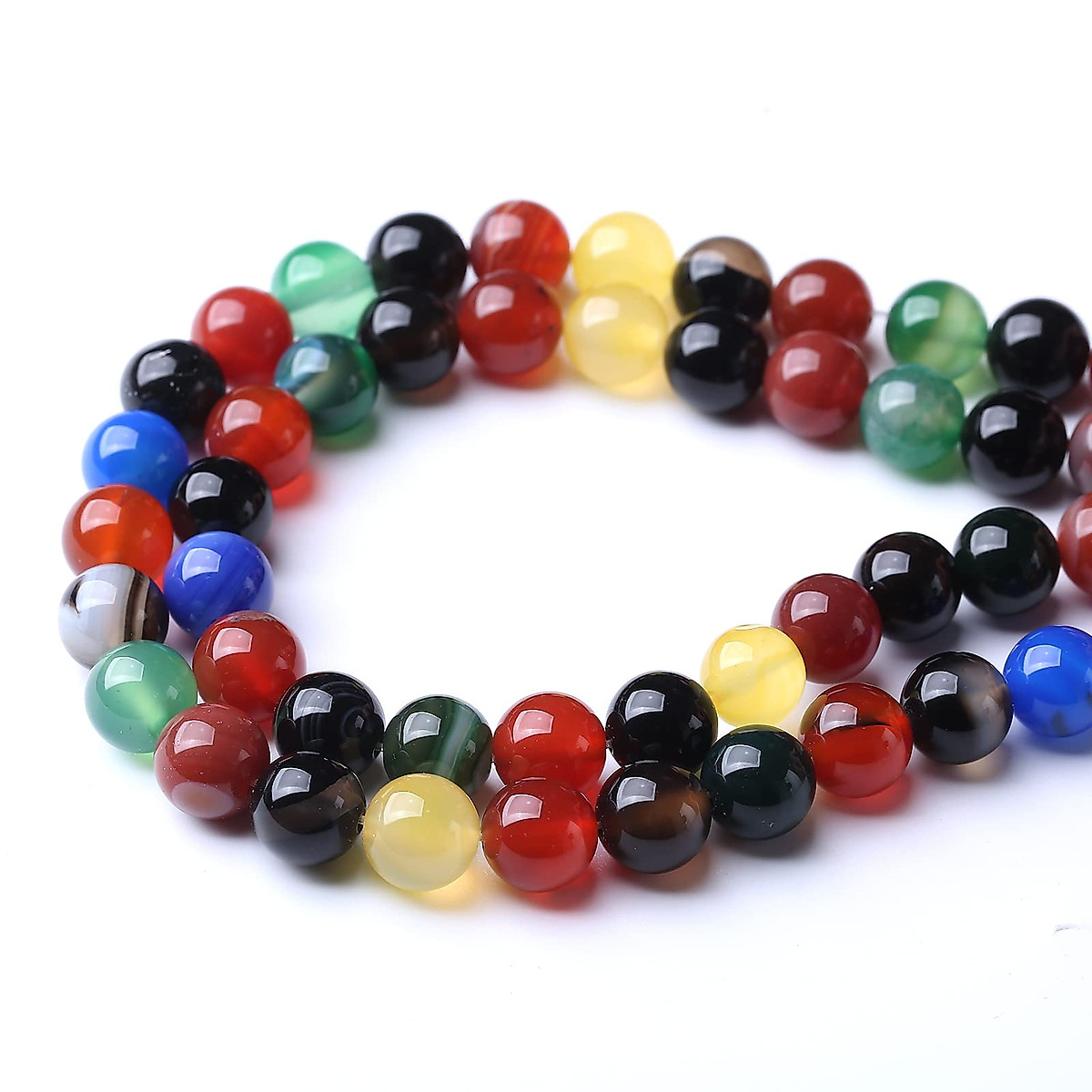 36PCS 10MM Natural Colorful Agate Stone Beads Energy Healing Beads for DIY Jewelry Bracelet Necklace Making for Jewelry Making15Inch