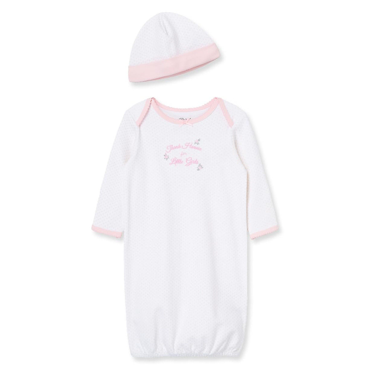 Little Me Baby Girl's 2-Piece Nightgown and Cap Set, Thank Heaven, 0-3 Months