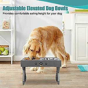 URPOWER Elevated Dog Bowls Adjustable Raised Dog Bowl with 2 Stainless Steel 1.5L Dog Food Bowls Stand Non-Slip No Spill Dog Dish Adjusts to 3 Heights 2.8”, 8”, 12”for Small Medium Large Dogs and Cats
