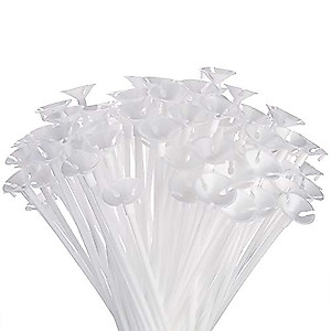 PP OPOUNT 50 Pieces Balloon Sticks Upgraded Version White Balloon Sticks Holders with Cups for Christmas Decoration, Wedding, Party, Holidays, Anniversary Decor