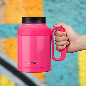 CIVAGO 50 oz Insulated Water Bottle Jug with Handle and Straw, Large Metal Sport Water Flask Canteen, Stainless Steel Tumbler Mug with Lid, Indigo Black, 1 Count (Pack of 1)