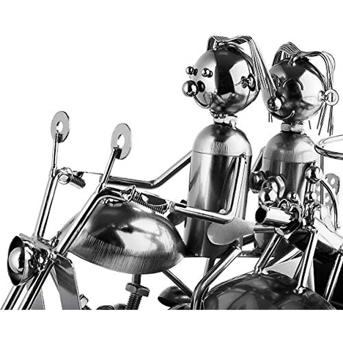 BRUBAKER Wine Bottle Holder Motorcycle Couple with Dog in Sidecar Metal Sculptures and Figurines Decor Wine Racks and Stands Gifts Decoration