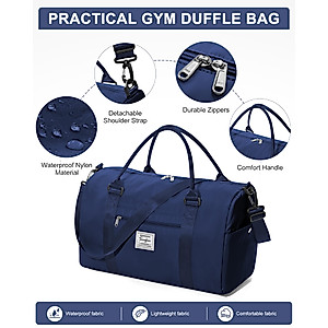 Gym Bag Womens Mens with Shoes Compartment and Wet Pocket Travel Duffel Bag for Women for Plane Sport Gym Tote Bags Swimming Yoga Waterproof Weekend Overnight Bag Carry on Bag Hospital Holdalls