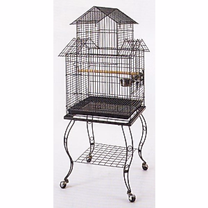 Large 57-Inch Pagoda House Roof Top Parrot Lovebird Cockatiel Cockatiels Parakeets Cage with Stand, Black Vein