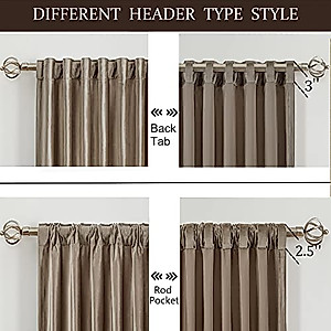 PRIMROSE Blackout Taupe Velvet Curtains 108 inch Long for Living Room,Set of 2 Panels Liner Rod Pocket Back Tab Thermal Window Curtains Drapes Room Darkening Heavy Decorative Curtains for Bedroom