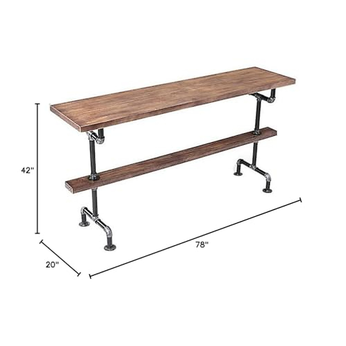 SUSUO Wood Top & Water Pipe Frame Counter Table Industrial 42-inch Height Table Bar Table, Farmhouse Dining Room Kitchen Furniture for Home Decor, 78.7" L x 19.7" W x 41.3" H