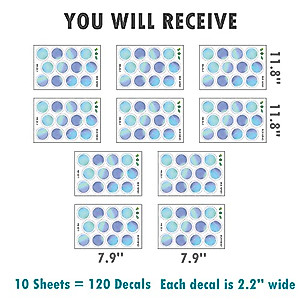 ROFARSO 120 Decals 2.2'' Hazy Gradient Blue Purple Color Polka Dots Wall Decals Stickers DIY Removable Peel & Stick Wall Art Decorations Home Decor for Nursery Bedroom Living Room Playing Room