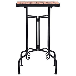 Plant Table with Curved Legs, Mosaic Square Side Table, End Table, Coffee Table for Balcony and Deck, Ceramic Tile, 13.8" x 13.8" x 22"