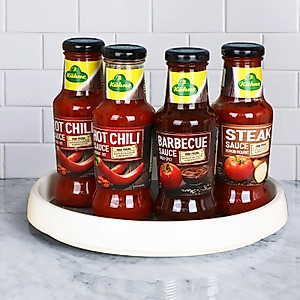 FVIEXE 6PCS Non-Skid Cabinet Lazy Susan Turntable 10 Inch, 360 Degree Rotating Kitchen Spice Rack Spinning Lazy Susan Turntable Organizer, Pantry Countertop Vanity Bathroom Display Stand White/Gray