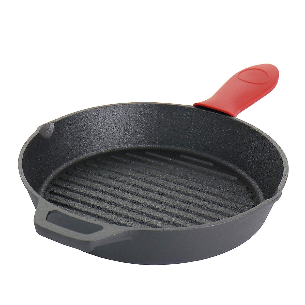 MegaChef Skillet, Pan, and Griddle Pre-Seasoned Cast Iron Cookware Set, 6 Piece, Black, Red