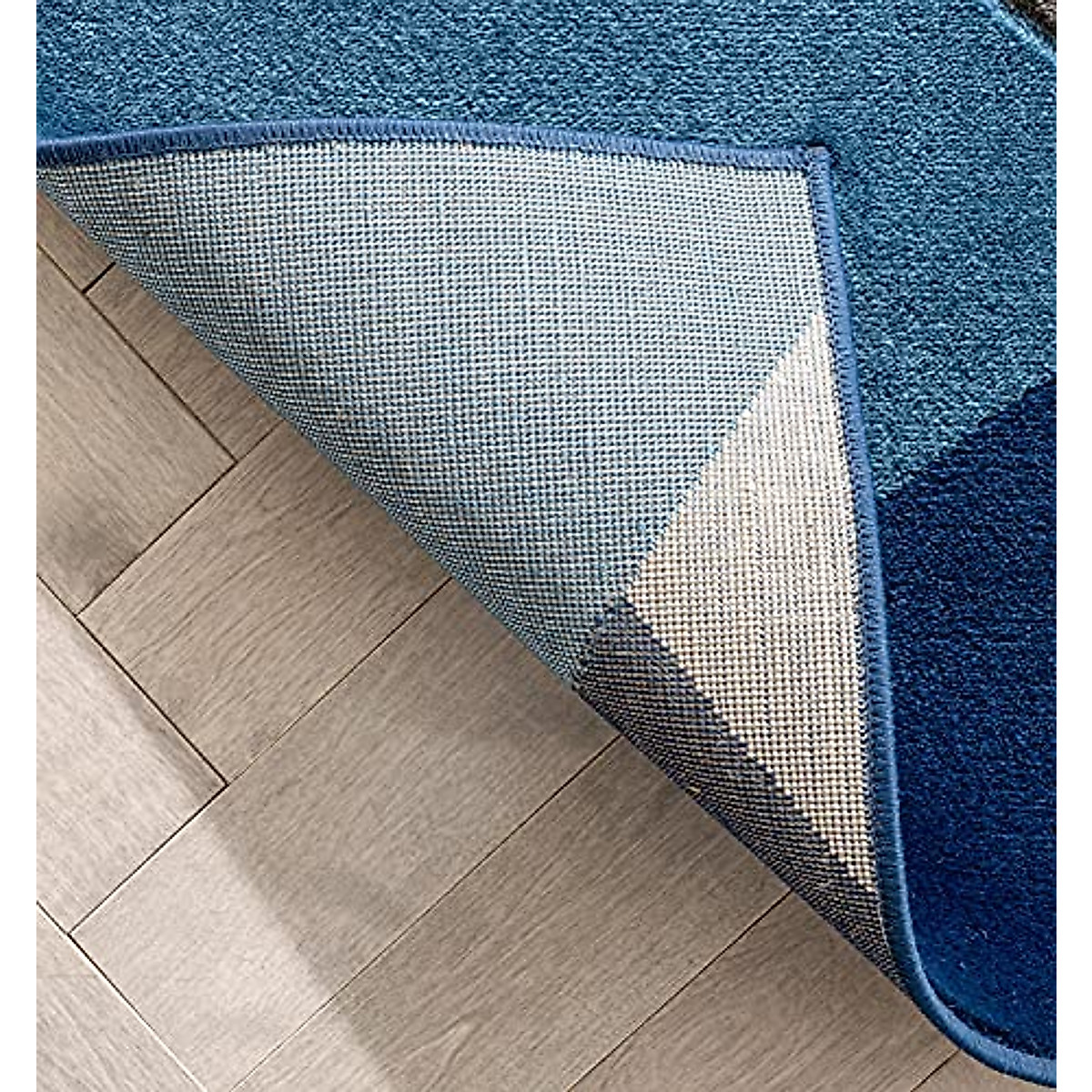 Well Woven Naya Blue Modern Geometric Diamond Boxes Pattern Area Rug 5x7 (5'3" x 7'3")