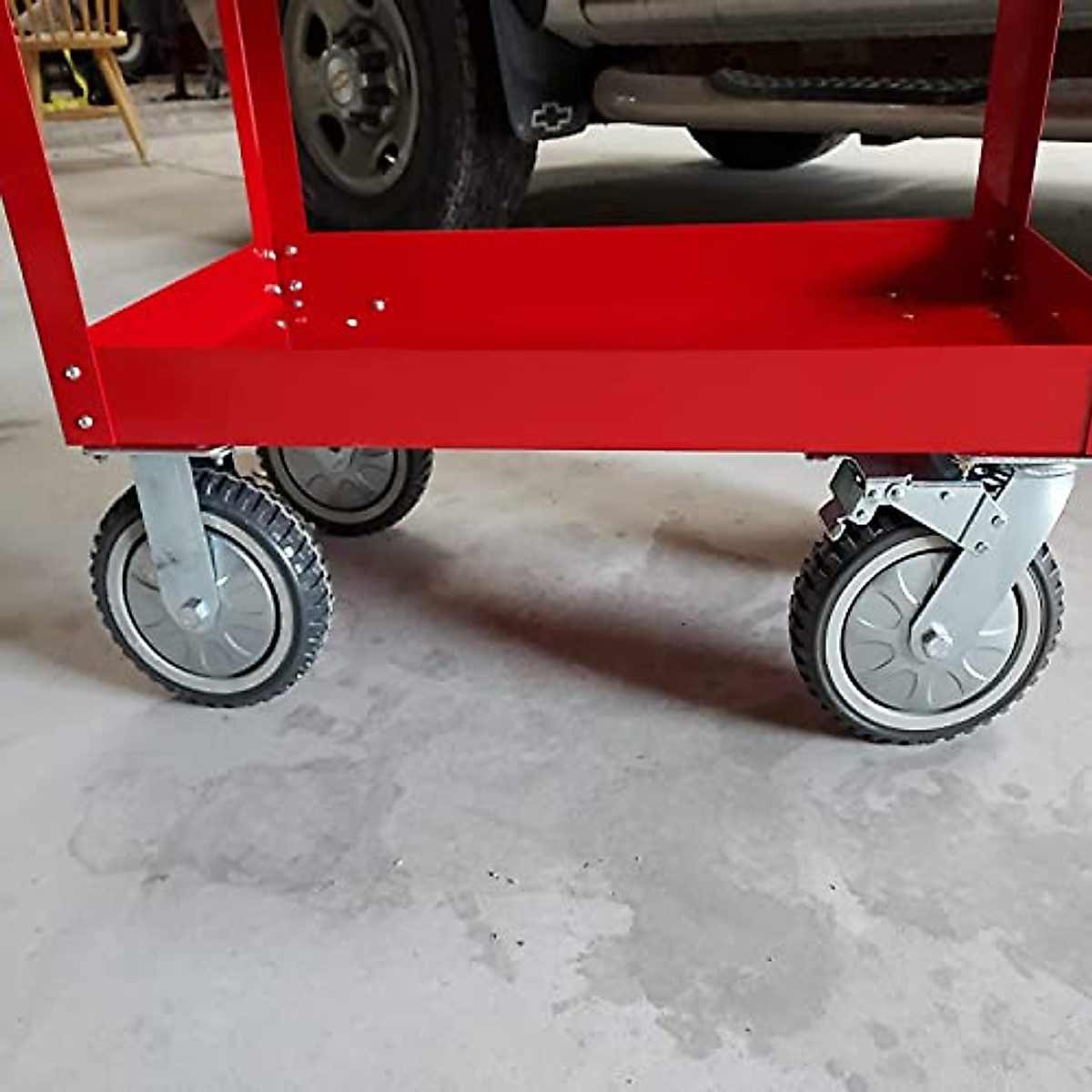 8" Heavy Duty Plate Casters 2200lbs Load Capacity Lockable Bearing Caster Wheels with Brakes Industrial Swivel Top Plate Casters Wheels Set of 4 for Cart, Trolleys, Furniture and Workbench