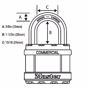Master Lock Magnum Padlocks - 2" W x 1-1/2"L Shackle, Eight (8) Keyed Alike Locks #M5NKALFSTS-8 w/BumpStop Technology