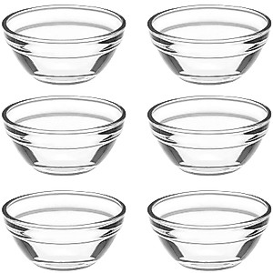 Tofficu 6pcs 2.4×1.2IN Mini Prep Bowls Glass Pudding Bowls Jelly Cups Small Clear Glass Bowls Dessert Containers Kitchen