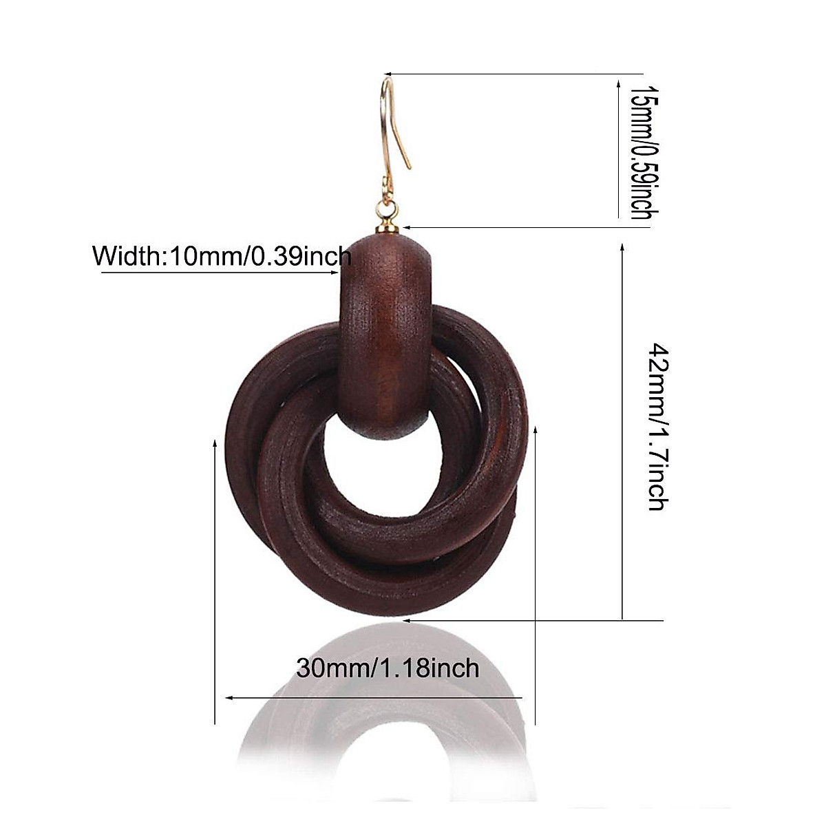 Wooden Earrings for Women Big Statement Circle Beautiful Hoop Earrings (Brown Tone)