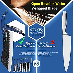 XYJ 9pcs Camping Cleaver Knives Set,Cooking Chef Knife With Bag,Sharpener,Carving Kitchen Butcher Knife,Outdoor Vegetable Knives,Full Tang Blue