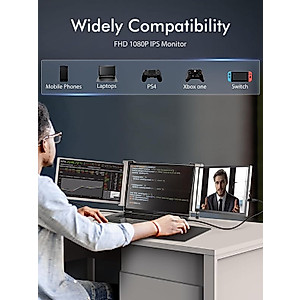 FOPO 13.3" Triple Laptop Screen Extender FHD 1080P IPS Triple Portable Monitor for Dual Screen Display, Triple Screen for 14"-17.3" Laptop,HDMI/USB-C Plug and Play -S16