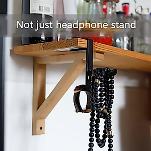 BetterJonny 2 Pcs Gaming Headphone Stand, Headphone Hanger with Height Adjustable Clamp Under Desk Clamp Controller Stand Earphone Rack with Cable Clip for PC Gaming Headset (Black)