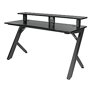 OSP Home Furnishings Area51 Battlestation Gaming Desk with Bluetooth RGB LED Lights, Matte Black