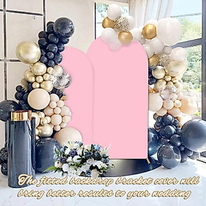 ZpigToor Spandex Arch Backdrop Cover, Pink, 2-Sided, Fits 3.3 x 6.6 ft, for Wedding, Baby Shower, Banquet Decoration