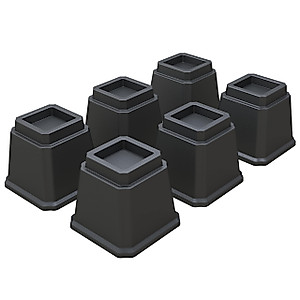 Whynonap Bed Risers Heavy Duty 5 Inches Bed Elevators, Set of 6 Lifts Up 3,000 lbs Furniture Riser for Sofa and Table, Black