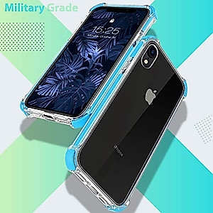 MATEPROX Compatible with iPhone XR Case Clear Anti-Yellow Heavy Duty Bumper Protective Shockproof Case for iPhone XR 6.1'' (Blue)