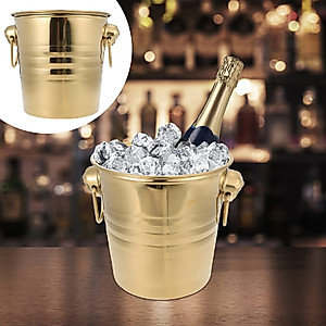 Metal Ice Bucket, Stainless-Steel Beverage Tub with Handles, Hammered Stainless Steel Champagne Service Bucket, Beverage Cooler for Parties Wedding