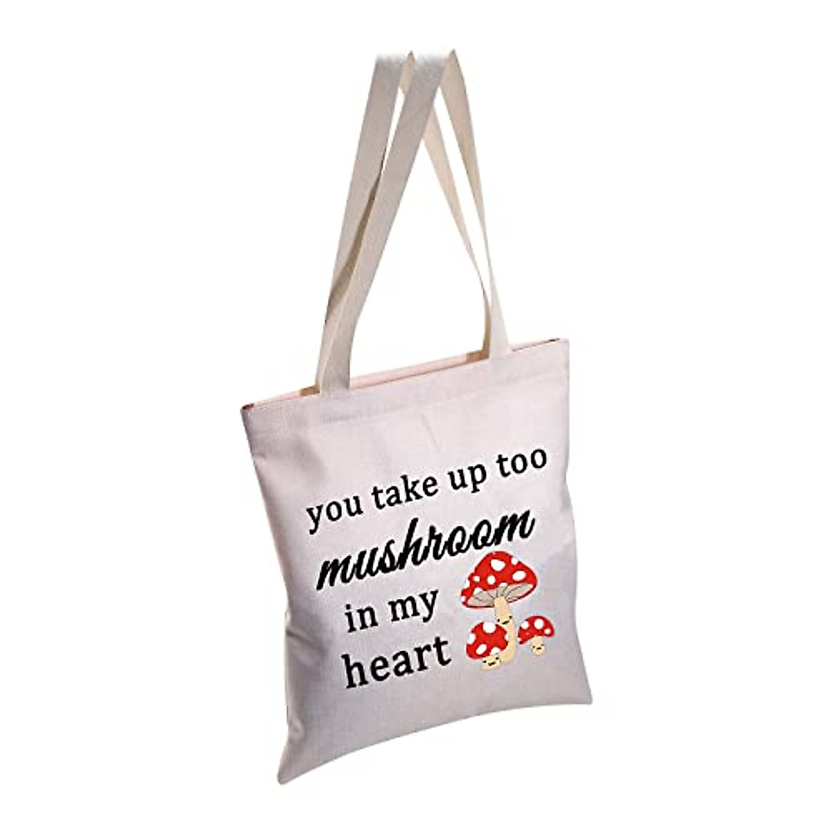 MBMSO Mushroom Canvas Tote Bag You Take up Too Mushroom in My Heart Mushroom Lovers Gifts Shopping Bag Fungi Pun Gifts (Mushroom in my heart TB)