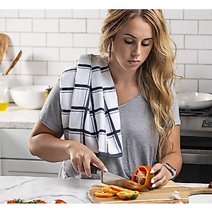 XLNT Blue Large Kitchen Towels (3 Pack) - 100% Cotton Dish Towels | 20" x 28" | Ultra Absorbent Dishcloths Sets of Hand Towels/Tea Towels for Everyday Scrubbing | Quick Drying Kitchen Washcloths