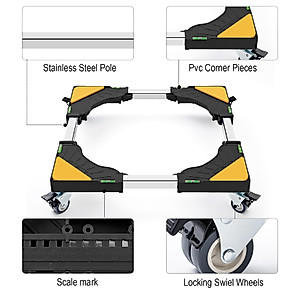 W B D WEIBIDA Mobile Roller with 4 Locking Wheels, Adjustable Furniture Dolly Mini Fridge Stand Appliance Dollys Cart Washer Pedestal for Portable Washing Machine, Dryer, Refrigerator