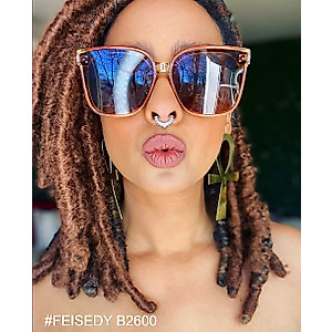 FEISEDY Retro Square Polarized Sunglasses Women Men Oversized Vintage Shades B2600