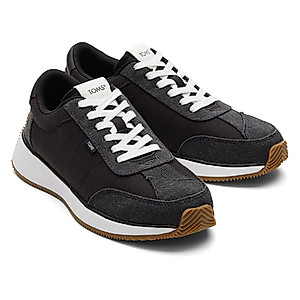 TOMS Women's Sneaker, Black Slubby Woven Washed Canvas, 10