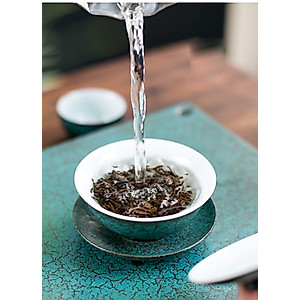 DehuaYao Chinese Traditional Green Porcelain Gaiwan ceramic Tea Cup（Tea Cup Comprised of Cup, Saucer and Lid ）