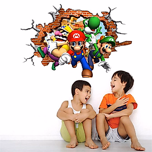 3D Wall Decals Sticker,Children Cartoon Bedroom Background Wall Decoration Self Adhesive Wall Sticker,Hedgehog Video Game Sticker Birthday Party Supplies