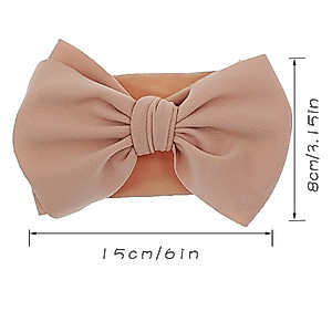 KIDOCHEESE Baby Girl Nylon Hairband with Bows, 5 Count (Pack of 1), for Infant, Extra Stretchy, Handmade