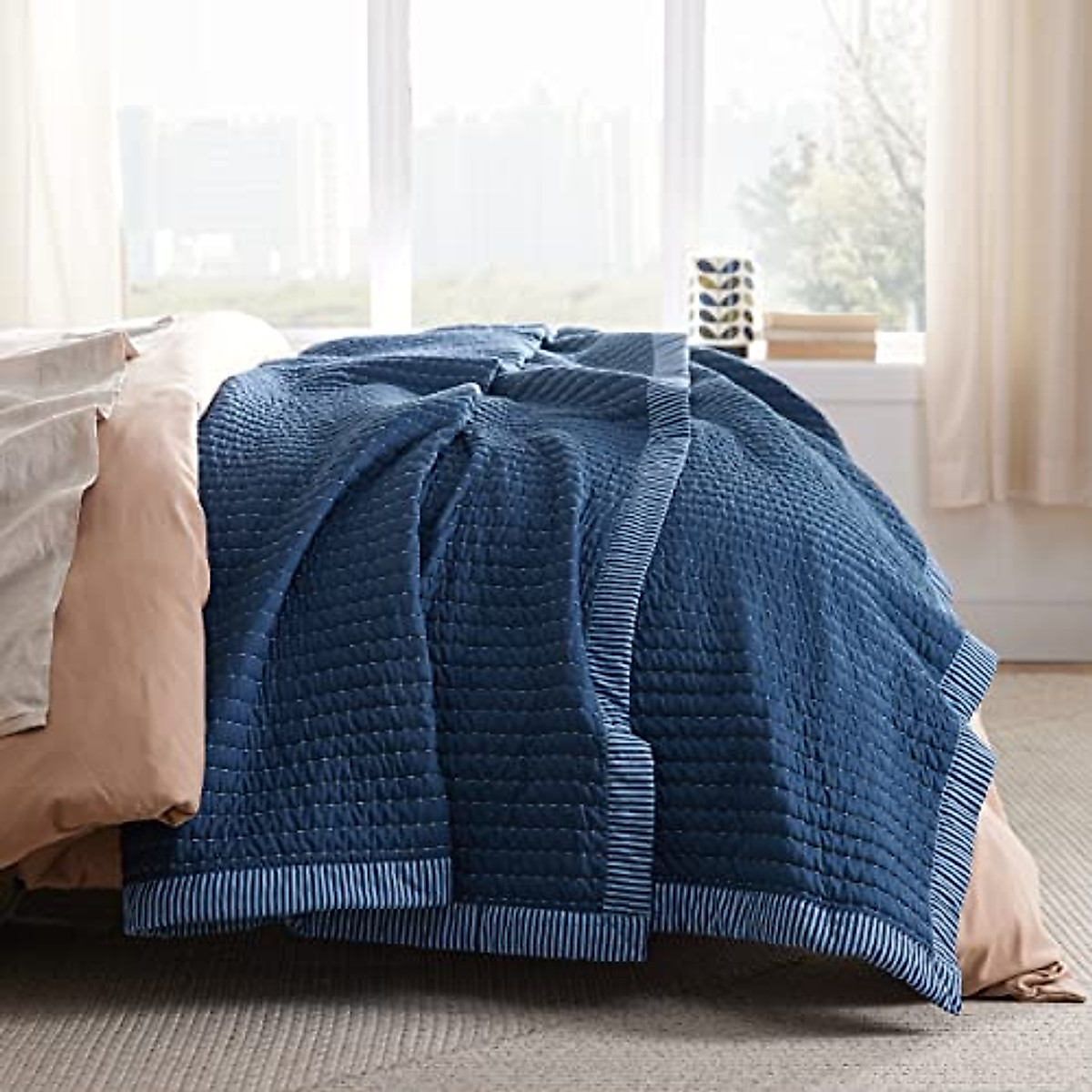 Bedsure Navy Quilt Queen Size Queen Comforter Set, Soft Quilt Bedding Set for All Seasons