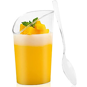64 Pack Mini Dessert Cups with 64 Spoons 2.8oz Clear Plastic Parfait Appetizer Cup Shot Glasses Serving Bowls for Tasting Sample Appetizers