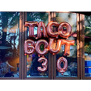 LaVenty 9 PCS Rose Gold Taco Bout 30 Balloons Nacho Average Thirty Balloon Fiesta 30th Birthday Decoration Taco Birthday Party Decoration Taco Party Decor