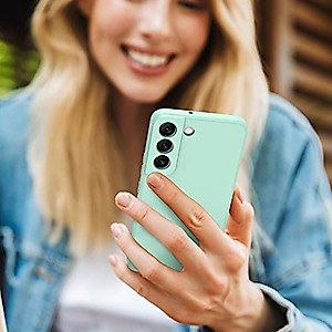 Vanjua [2 Pack] for Samsung Galaxy S22 Case, Stylish Liquid Silicone Slim Full-Body Protective Cover for Samsung Galaxy S22 5G 6.1 Inch Phone Case (Light Cyan+Violet)