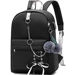 Spotted Tiger School Backpack for Girls Backpack School Bag Bookbag Cute Travel Backpack for Teen Girls Women (Black)