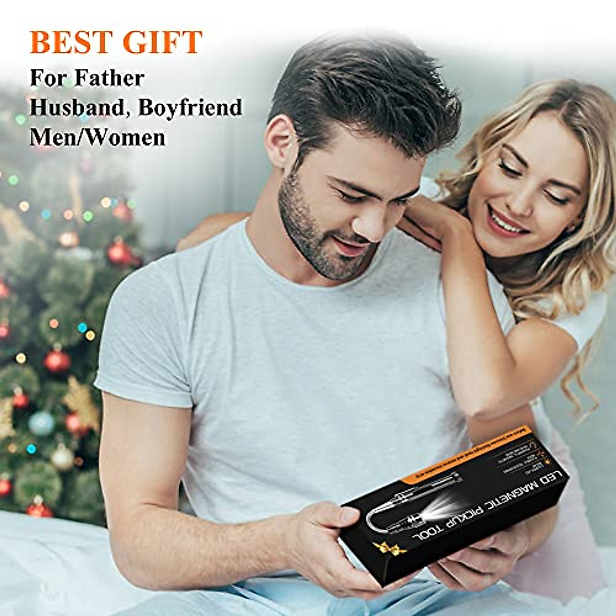 Gifts for Men Dad,Magnetic Pickup Tool with LED Lights,Telescoping Magnet Pick Up Tool-Unique Gadgets Gifts for Boyfriend/Father,Husband,Grandpa,DIY Handyman,Him,Women,12 Batteries,2Pc Set