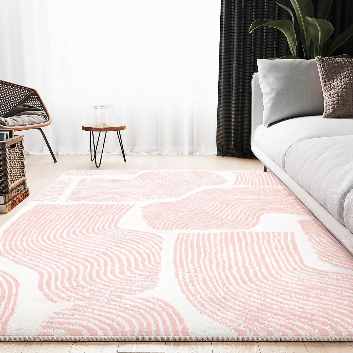 ODIKA Zen Garden Area Rug - Ultra Soft Area Rug 3x5, Non Slip, Stain Resistant Living Room Rug, Washable Area Rugs for Living Room, Rugs for Bedroom (Pink, 3x5)