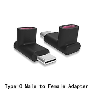 90 Degree Right Angle Type-C Male to Type-C Female Adapter 100W 40G,up and Down 90 Degree Type-c Plug to Jack Expansion Adapter is Suitable for Notebook Computers, Tablet Computers and Mobile Phones