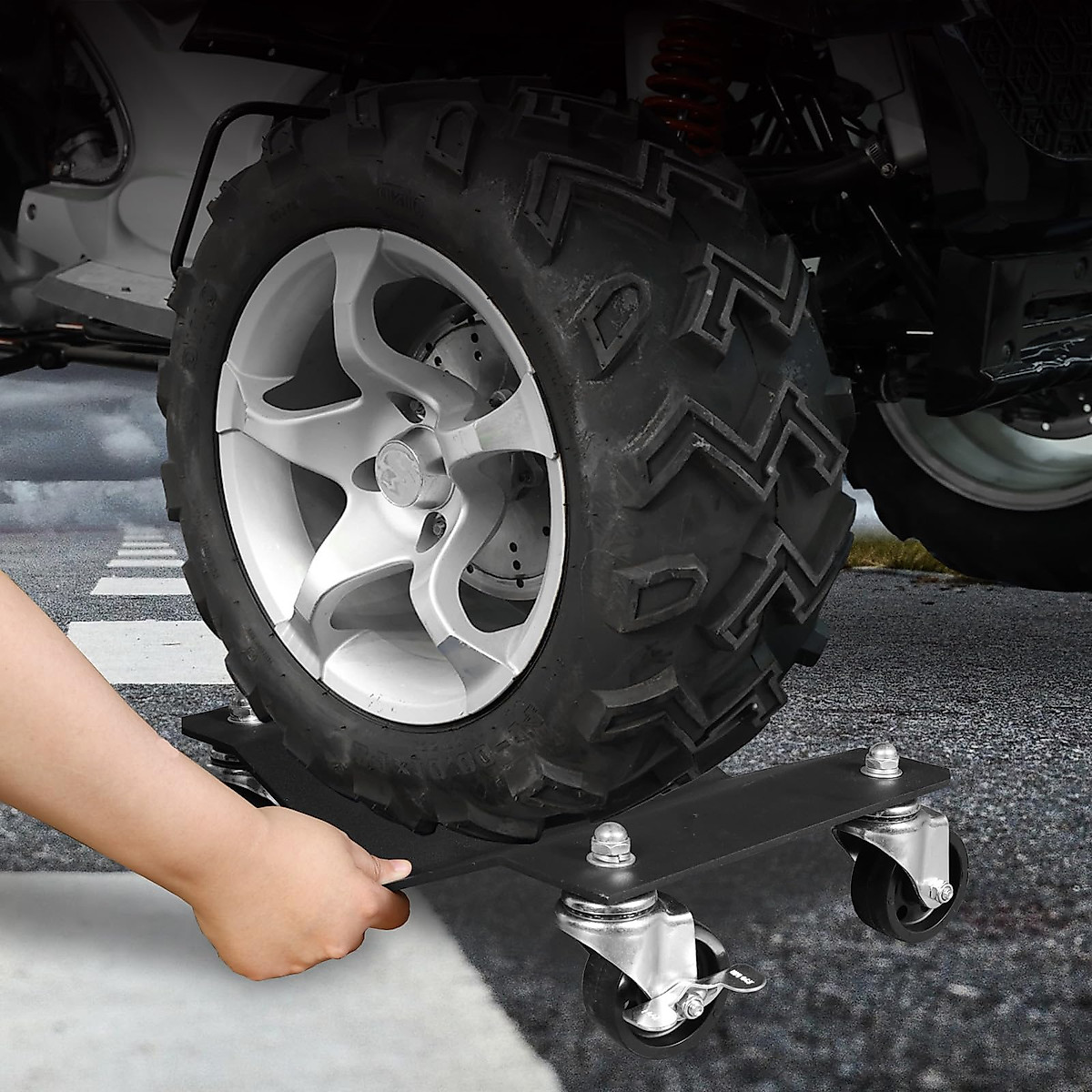 BIG RED Wheel Dolly: Tire Stake with Brakes and Vehicle Tire Dolly Cart with (4) Wheels for Moving Cars and Repair, 3000 lbs Capacity, 2 Pack