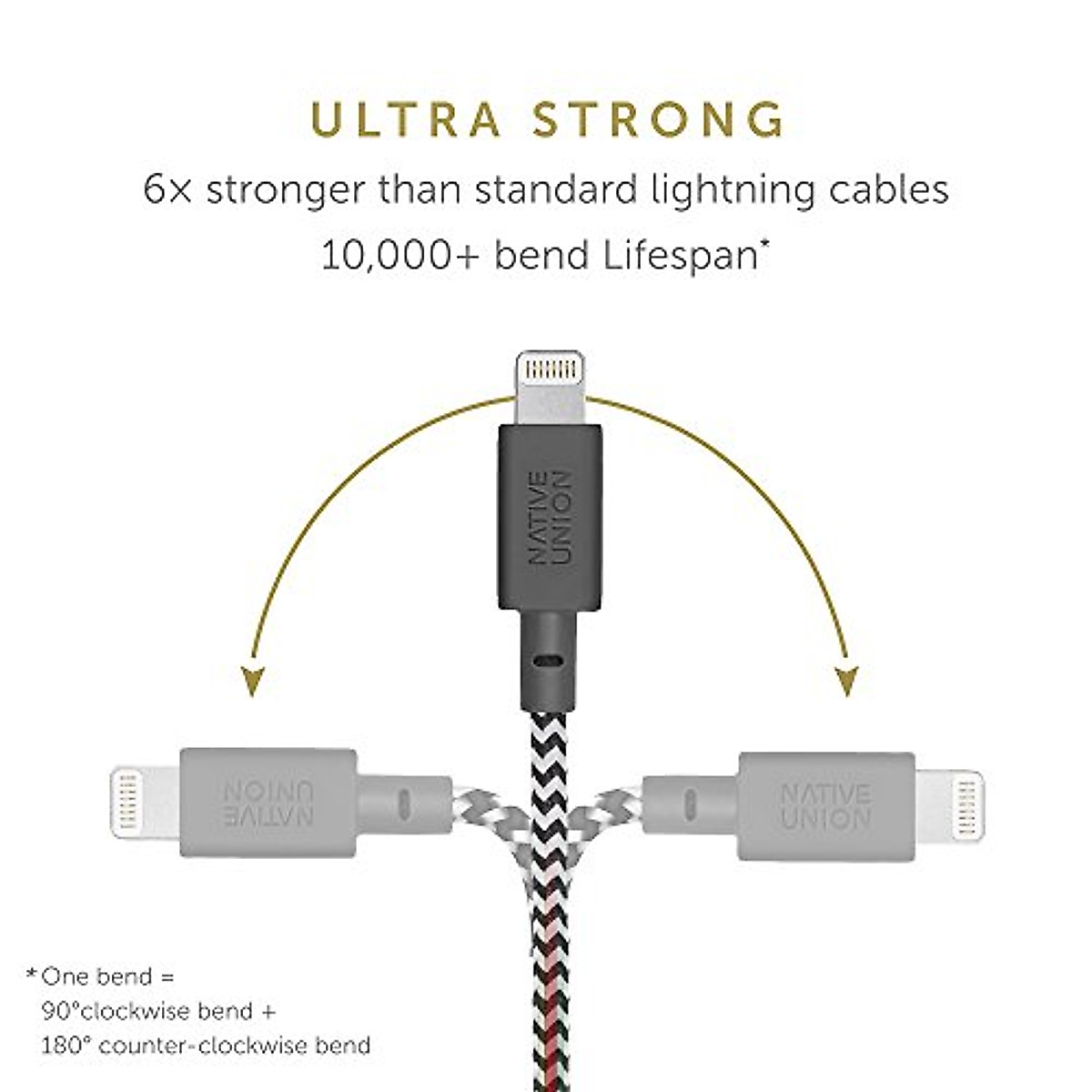 Native Union Belt Cable USB-C to Lightning - 4ft Ultra-Strong Reinforced Charging Cable with Leather Strap [MFi Certified] Compatible with iPhone 14, iPhone 13 and Earlier (Zebra)