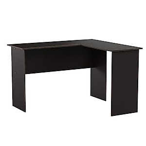 MCombo Office L Shaped Desk, Computer Gaming Desk Small Corner Writing Desk, Work PC Gamer Wood Farmhouse Desk Black