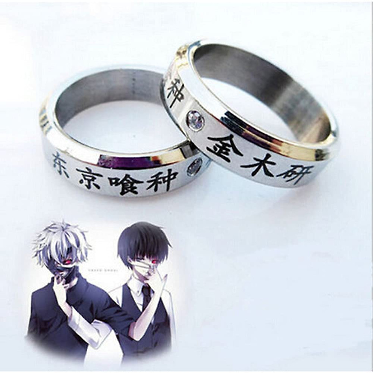 TLSDDTY Ring, Anime Kaneki Ken Cosplay Stainless Steel Finger Rings Jewelry for Halloween Men Women (1 pc)