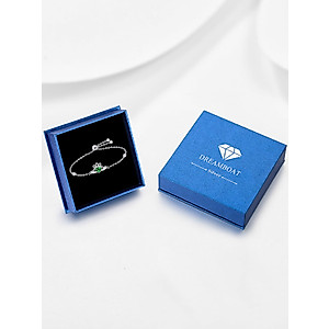 Dreamboat Claddagh Bracelet Irish Jewelry for Women Heart Bracelets Emerald Green Bracelets May Birthstone Bracelet Sterling Silver Adjustable Bracelets Birthday Gifts for Mom