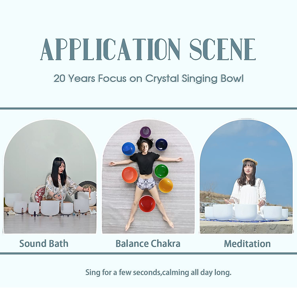 CVNC 432HZ 7-12 Inch Set Of 7 Pcs Frosted Quartz Crystal Singing Bowls With 2 Pcs Carrying Case bag Sound Healing