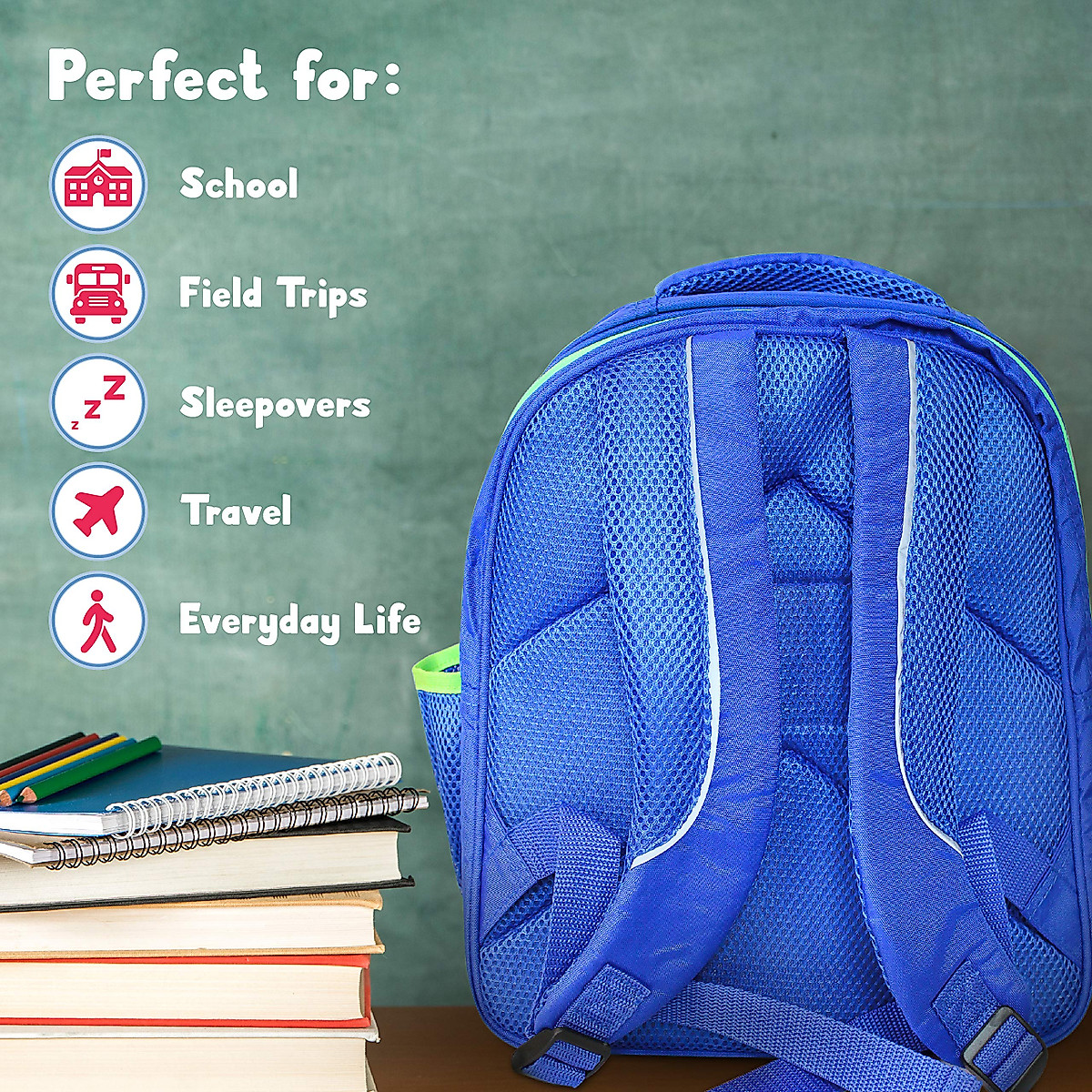 ODDBODS Blue Backpack for Kids' School & Travel - Small, Insulated Children's Bookbag for Preschool, Kindergarten & Elementary School, Room for Lunchbox, Notebooks & More, Includes Two Side Pockets